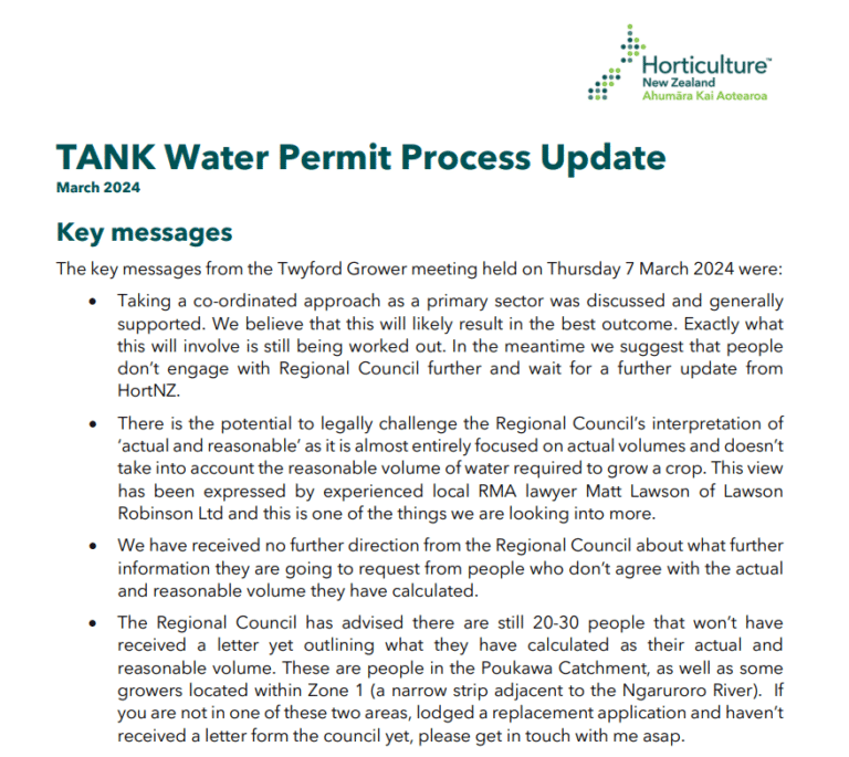 TANK water permit process - Hawke's Bay Fruitgrowers' Association ...